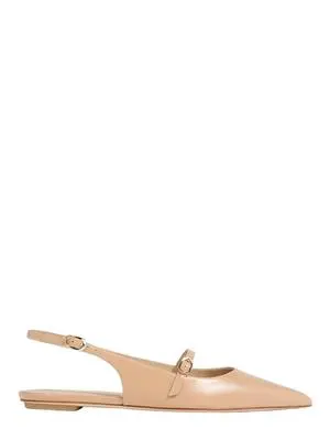 STUART WEITZMAN Emilia Leather Mary Jane Pointed Toe Flats - Neutral