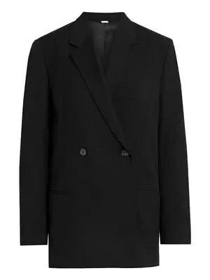 TOTEME Double-breasted Wool Twill Blazer - Black