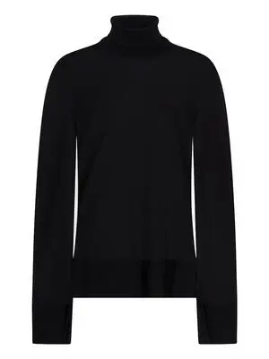 TOTEME Lyocell-blend Turtleneck Sweater With Split Cuffs - Black