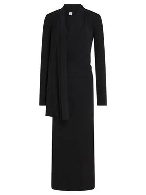 TOTEME Draped Stretch-jersey Midi Dress - Black