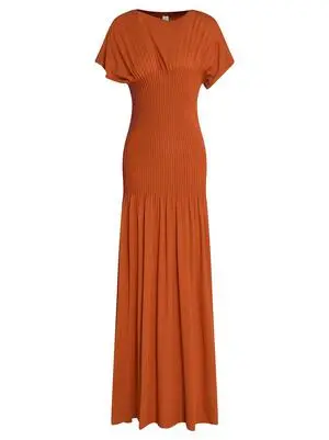 TOTEME Pleated Stretch-jersey Maxi Dress - Tan