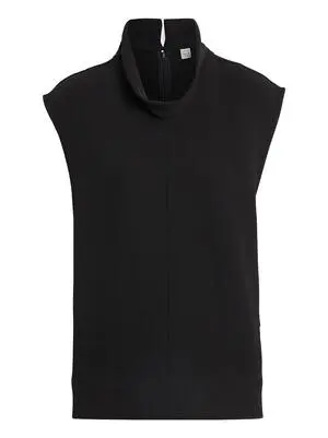 TOTEME Sleeveless High Neck Twill Top - Black