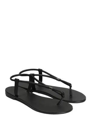 NICOLAS LAINAS Leather Flat Sandals - Black