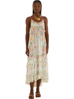 FARM RIO FARM Rio Multicolor Rendeira Ruffled Sleeveless Maxi Dress