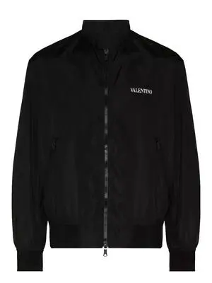 Valentino Garavani Logo Zip-up Bomber Jacket - Black
