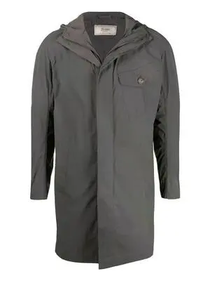 Herno Concealed Fastening Hooded Parka - Grey