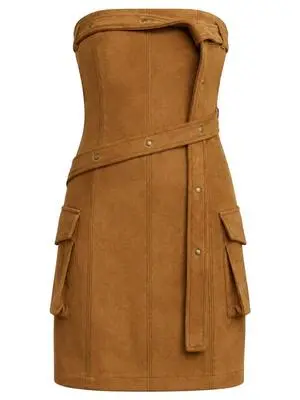 LUROQ LONDON Belted Sculpt Mini Dress - Brown