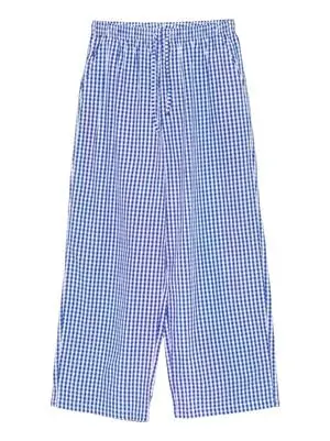 American Vintage Gingham-check Drawstring Waist Trousers - Blue