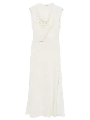 Brunello Cucinelli Draped Neck Sleeveless Maxi Dress - Neutrals