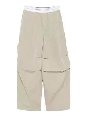 Alexander Wang Pleated Knee Trousers With Logo Elastic Waistband - Green