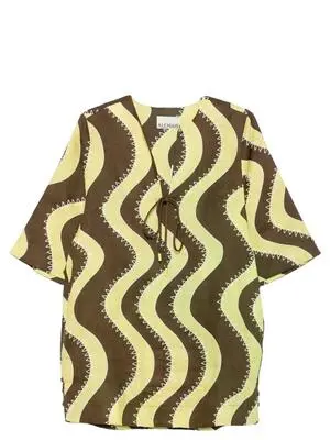 ALEMAIS Frankie Wave-print Mini Dress - Brown