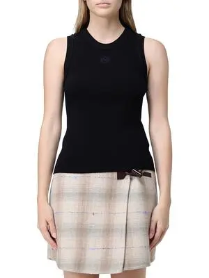 Loewe Ribbed Tank Top With Logo Detail - Black
