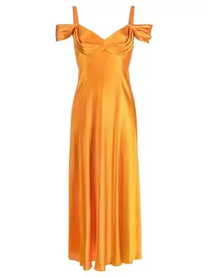 Alberta Ferretti Draped Silk Dress - Orange