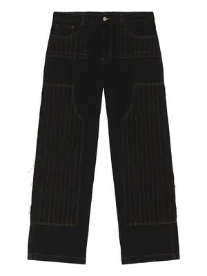 PAS UNE MARQUE Pas Une Marque Distressed Patch Carpenter Pants