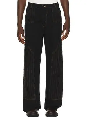 PAS UNE MARQUE Distressed Patch Carpenter Pants - Black