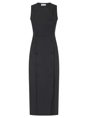 CELESTINE & MAE Tailored Button Down Midi Dress - Black