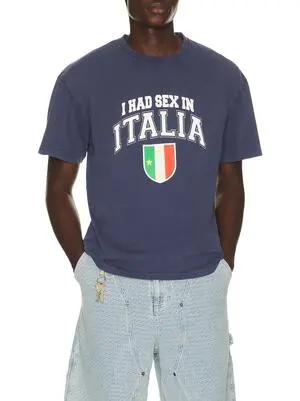 CARNE BOLLENTE Ciao Bella Tee In Blue - Navy
