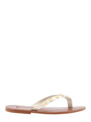 Valentino Garavani Rockstud Thong Leather Sandals - Ivory