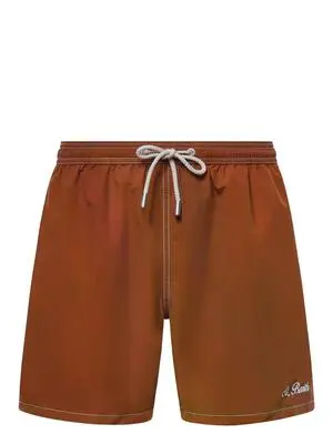 MC2 SAINT BARTH Embroidered Logo Swim Shorts - Brown