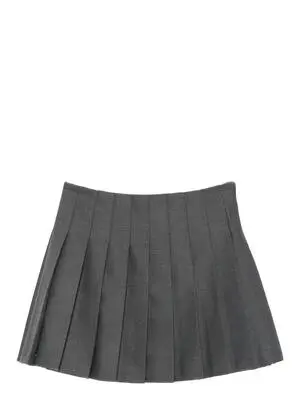 SELF-PORTRAIT Lace Trim Pleated Mini Skirt - Grey