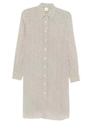 Aspesi Floral Print Mini Shirt Dress - Neutrals