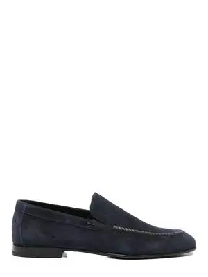 JOHN HARRISON Suede Whipstitch Trim Loafers - Blue