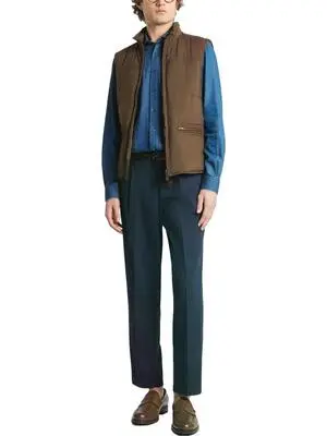 FAY Pleated Chino Trousers - Blue