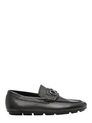 JOHN HARRISON Pebbled-leather Loafers With Logo Plaque - Black