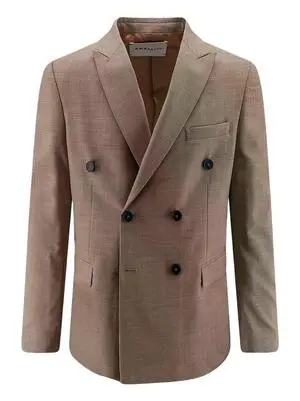 AMARANTO Double-breasted Peak-lapel Blazer - Brown