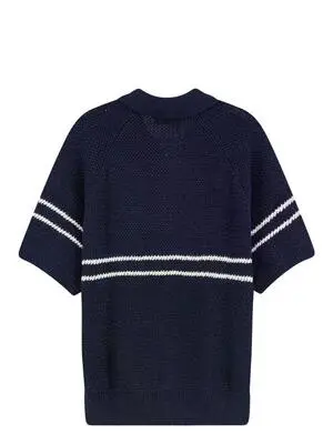 DUNST Striped Half-zip Knit Jumper - Blue