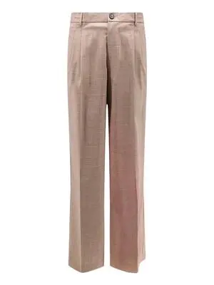 AMARANTO Double-pleat Welt-pocket Trousers - Brown