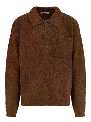WOODBIRD Bouclé-knit Chest-pocket Jumper - Brown