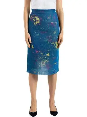 BIELO Translucent Jacquard Midi Skirt - Blue