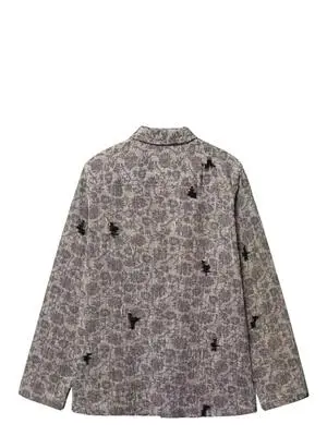 WOODBIRD Blade Rip Distressed Floral-print Shirt Jacket - Grey