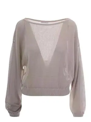 Patrizia Pepe Logo Mesh-knit Sweater - Grey