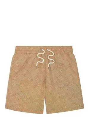 Frescobol Carioca Santos Angra Madeira-print Swim Shorts - Neutrals