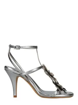 Zimmermann Metallic Floral High Heel Sandals - Silver