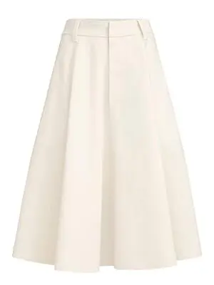 Brunello Cucinelli Cotton And Wool Blend Midi Skirt - White