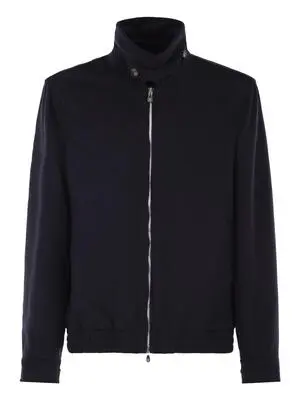 Brunello Cucinelli Long-sleeved Stand Collar Jacket With Zipper And Buttons - Black