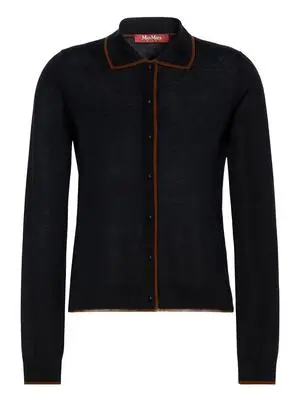 Max Mara Targa Cardigan With Contrast Trim - Blue