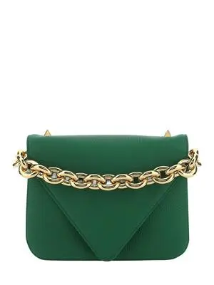 Bottega Veneta Green Leather Chain Shoulder Bag - Multicolor