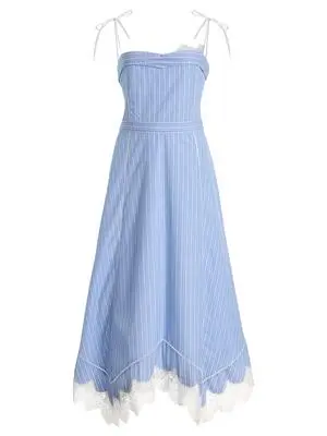 SIMKHAI SIMKHAI Avalleigh Lace-Trimmed Cotton Midi Dress