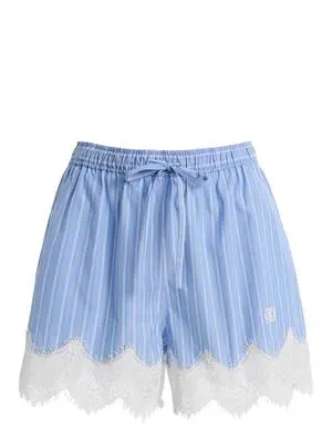 Simkhai Emmie Lace-trimmed Striped Cotton Shorts - Blue
