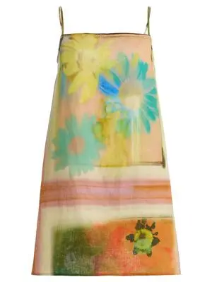 Staud Laura Linen Floral Print Mini Dress - Multi