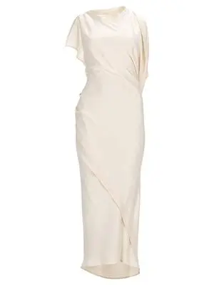 Victoria Beckham Kyra Asymmetrical Draped Midi Dress - Ivory