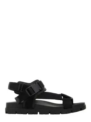 Prada Logo-embossed Fabric Suede Sandals - Black