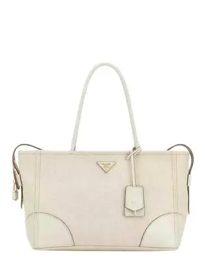 Prada Large Canvas Tote Bag - Neutrals