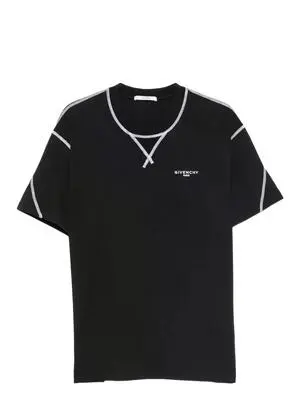 Givenchy Contrast-topstitched Logo-print T-shirt - Black