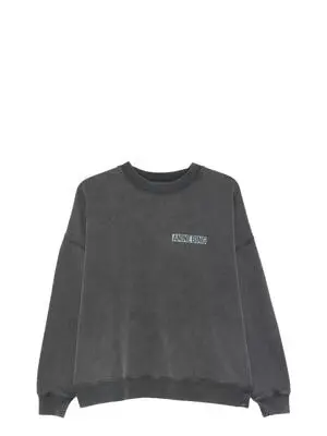 ANINE BING Miles Logo Print Cotton Sweatshirt - Grey