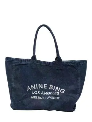 ANINE BING Logo Print Shoulder Bag - Blue